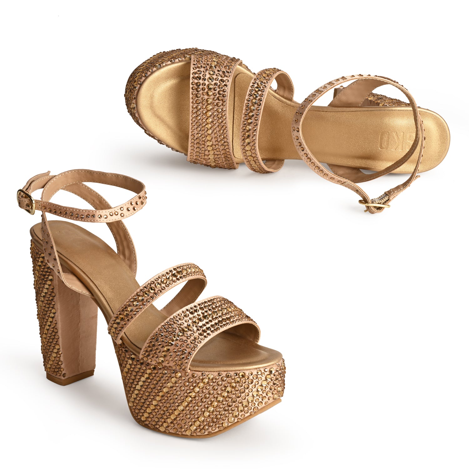 JasmineX Gold Platforms For Women