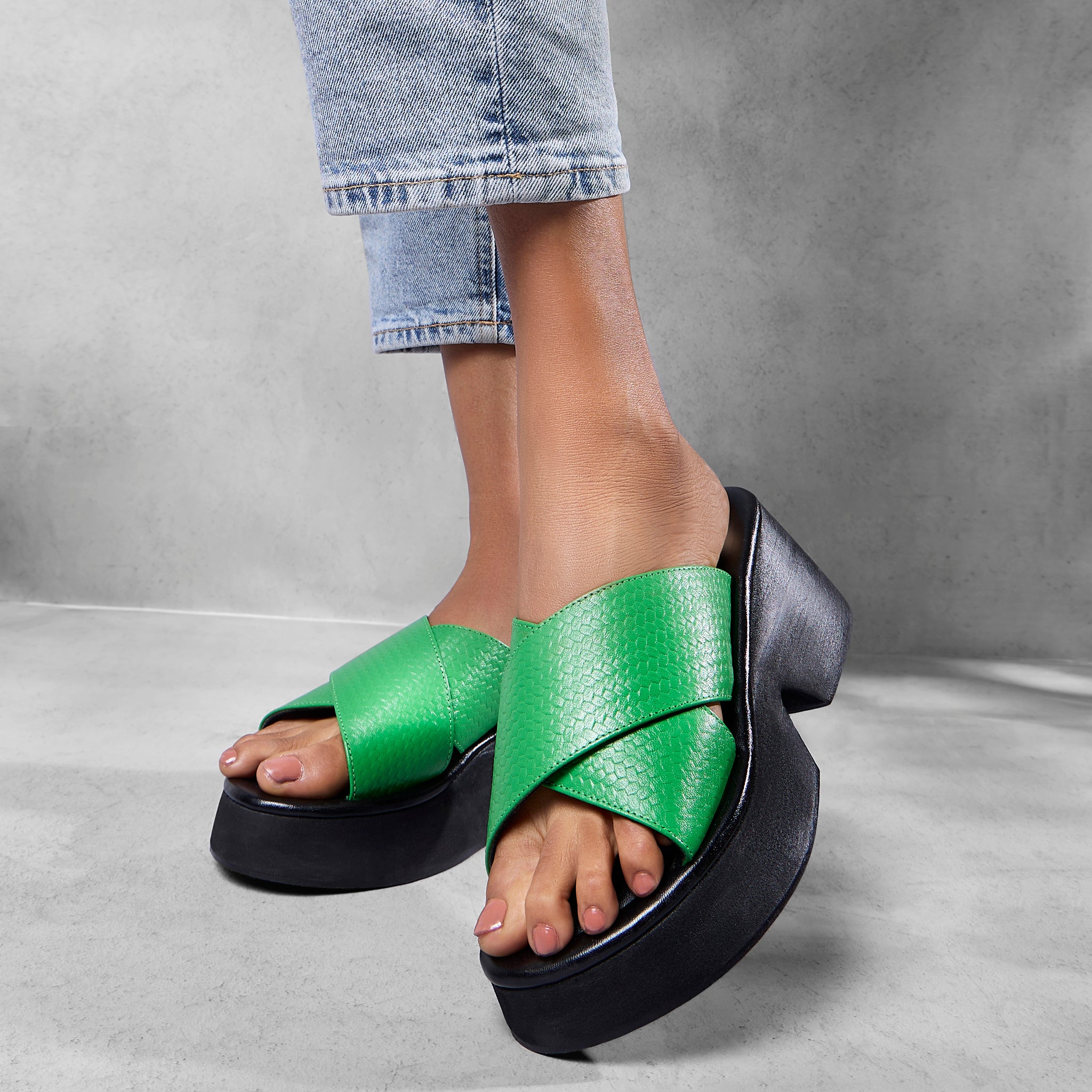Siena Green Platform Sandals For Women